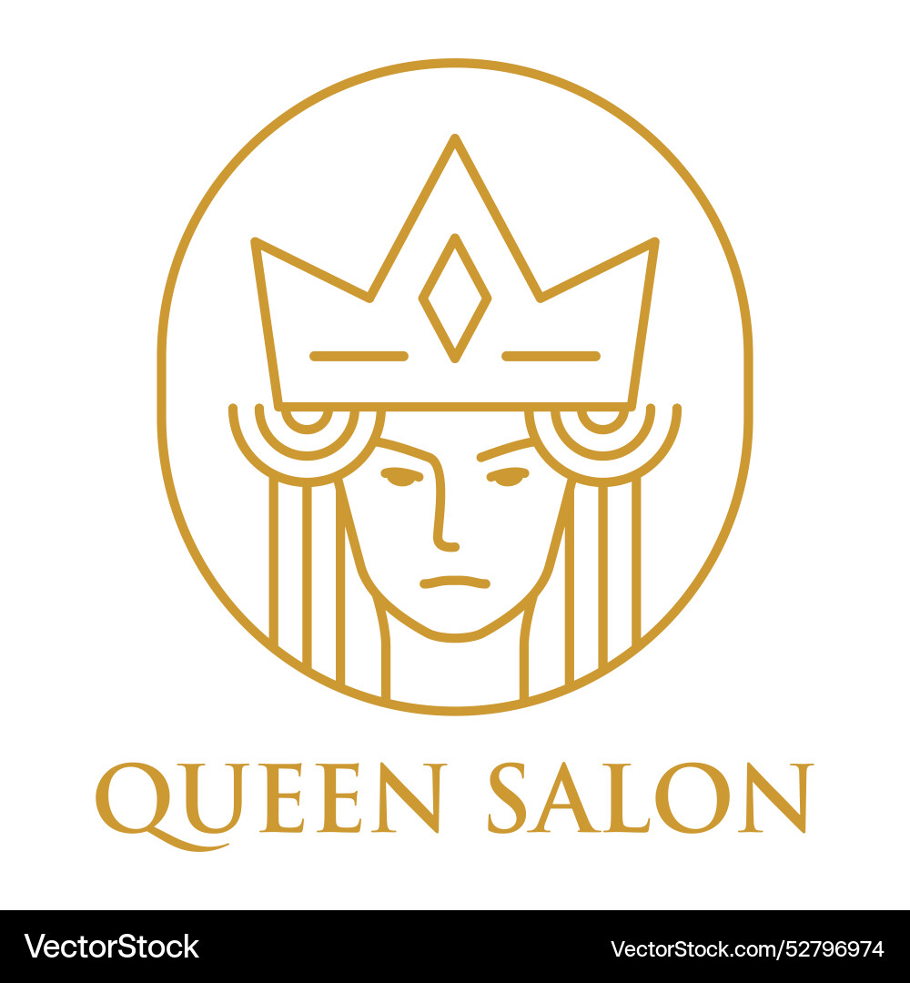 Queen salon minimalist logo design Royalty Free Vector Image