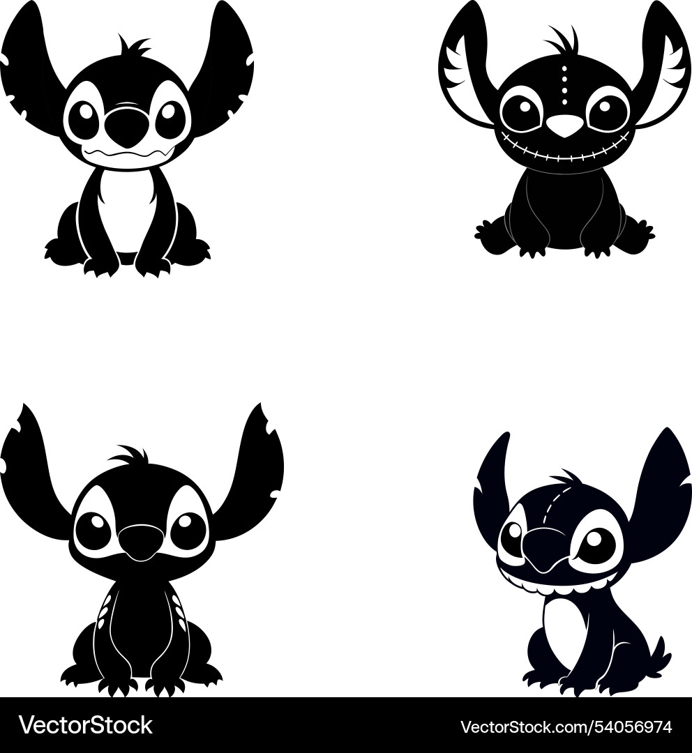Stitch-inspired character design set - silhouettes