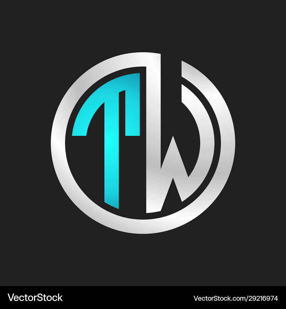 Tw initial logo linked circle monogram Royalty Free Vector