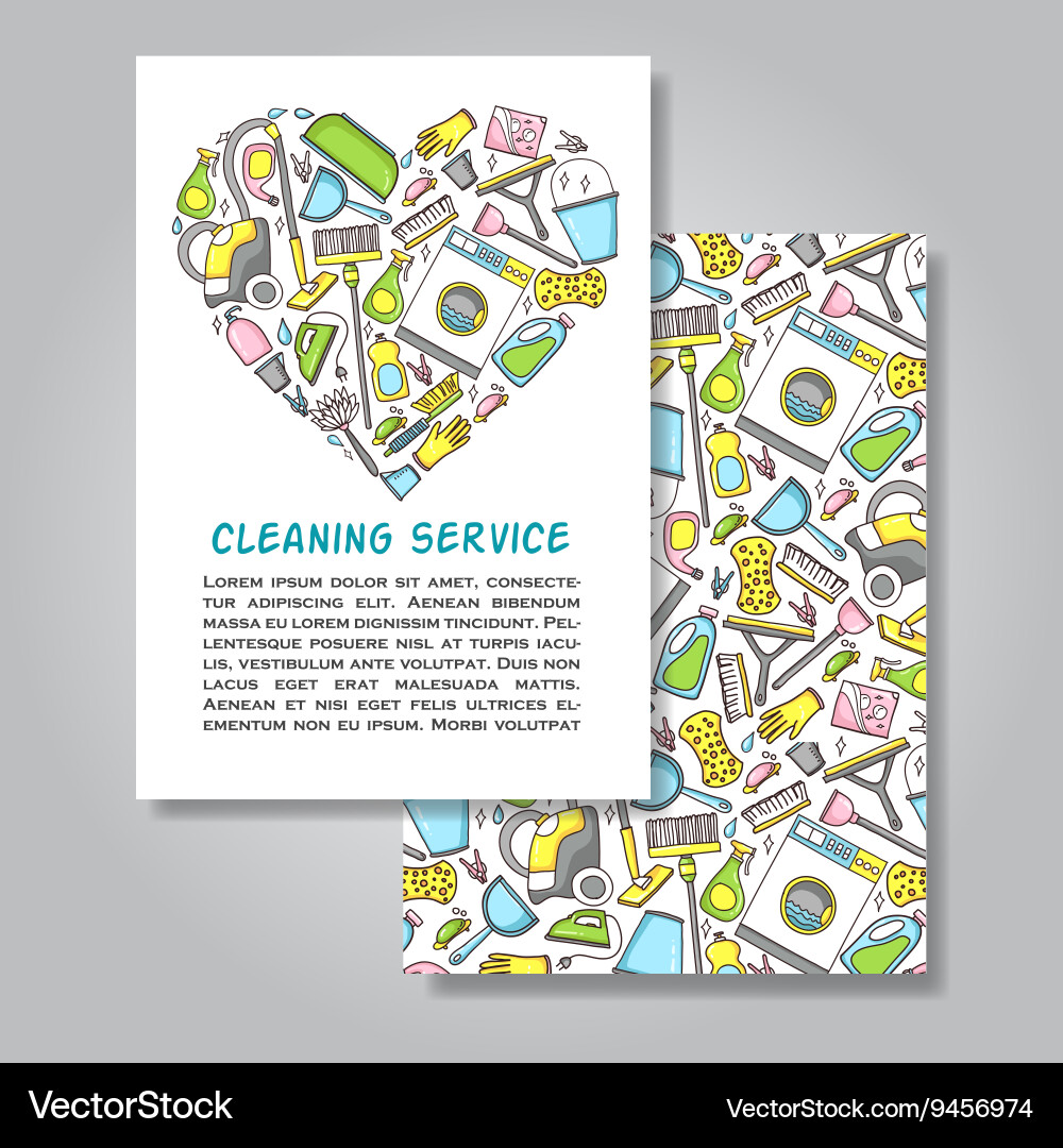 Two sides invitation card design with cleaning Vector Image