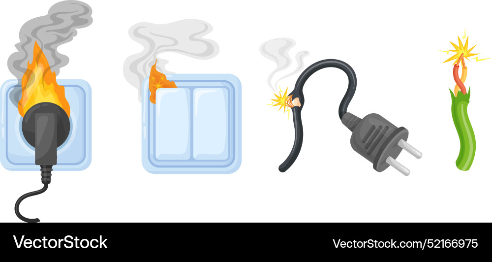 Electrical Short Circuit Fire Royalty Free Vector Image
