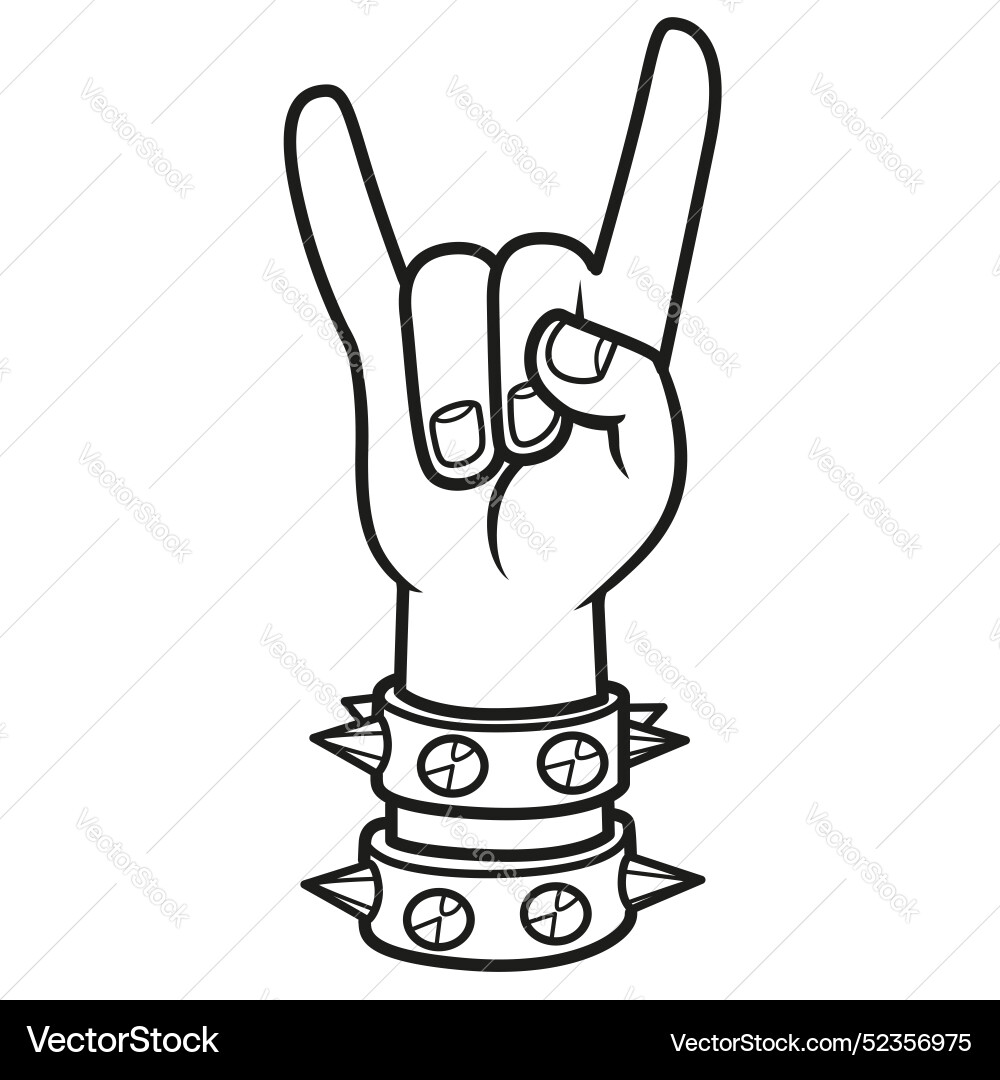 Hand with leather bracelets spikes depicts Vector Image