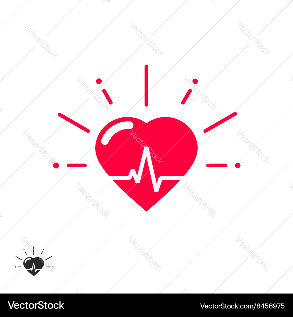 Heart beat icon with cheering rays Royalty Free Vector Image