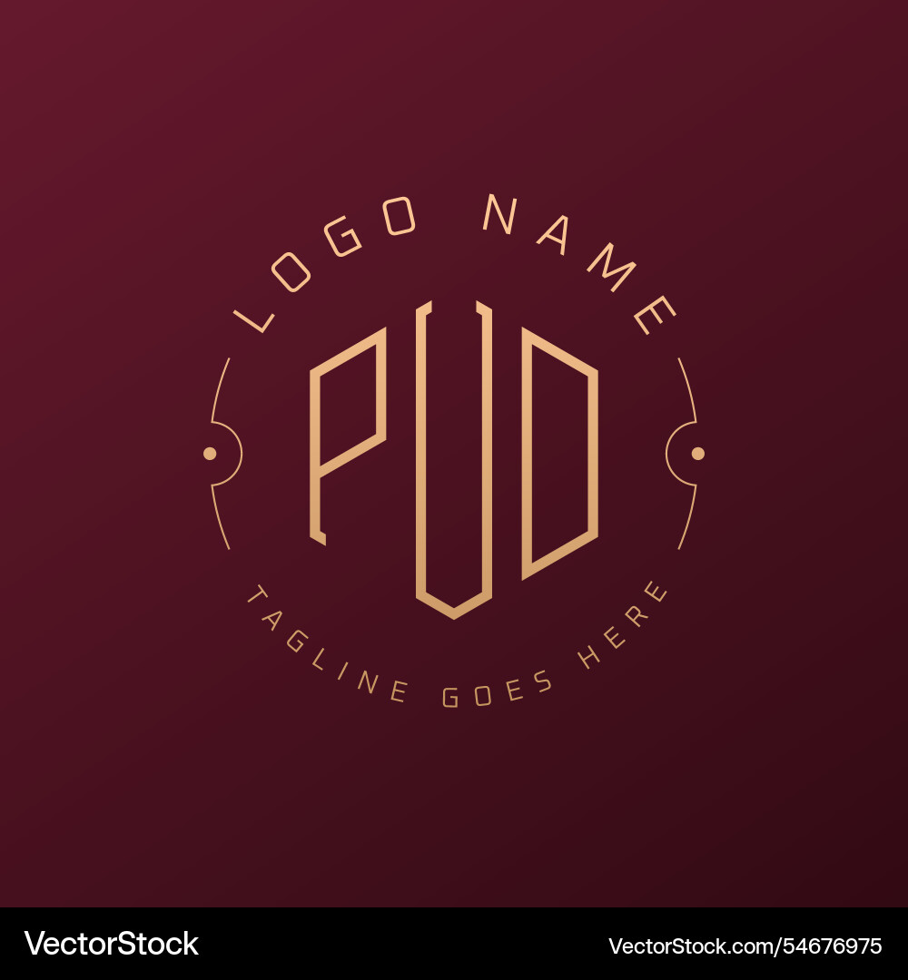 Luxury pud logo design elegant letter Royalty Free Vector