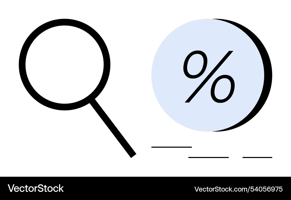 Magnifying glass analyzing percentage symbol Vector Image