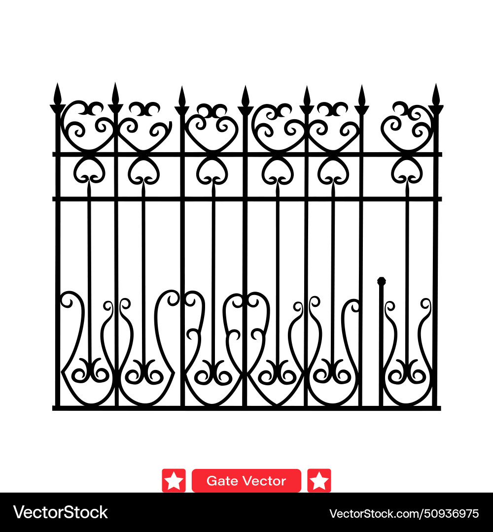 Ornate gate collection detailed silhouettes Vector Image