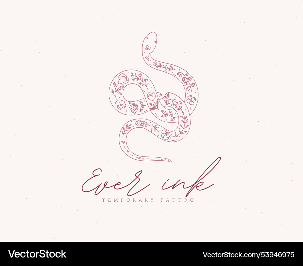 Snake ever ink temporary tattoo label design Vector Image