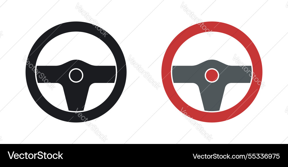 Steering wheel icons set black and colored style Vector Image