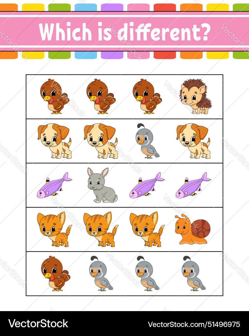 Which is different educational activity worksheet Vector Image