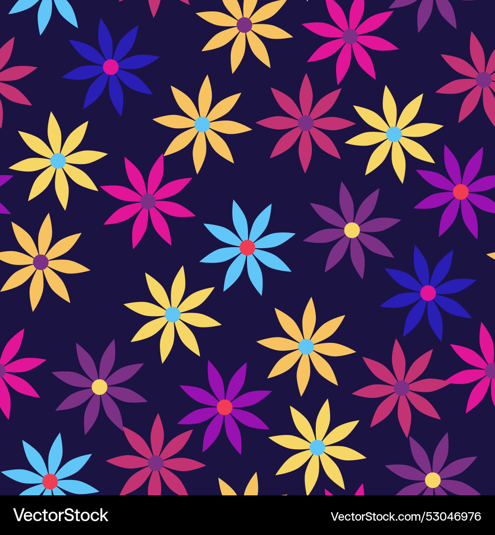A vibrant colorful floral seamless pattern Vector Image