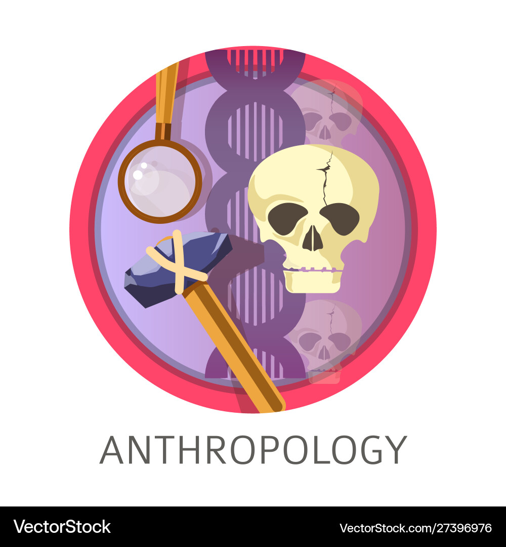 Anthropology subject studies themed concept logo Vector Image