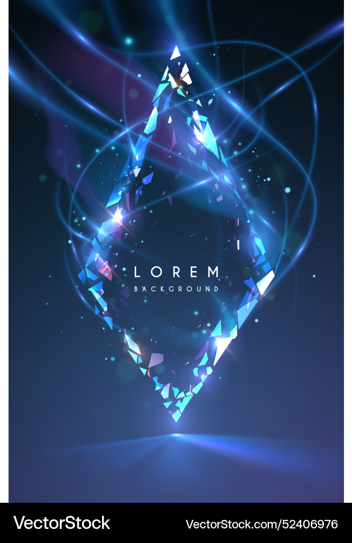 Crystal rhombus frame with light effects Vector Image