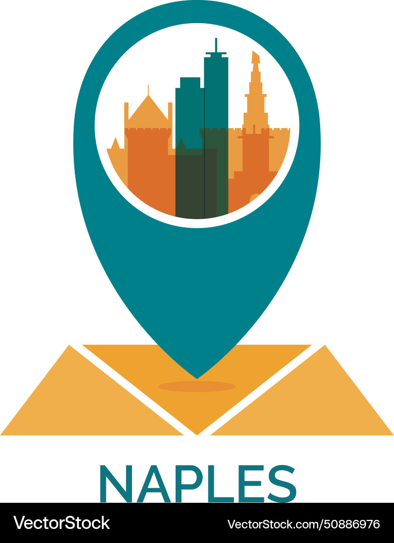 Italy naples map city pin point geolocation Vector Image