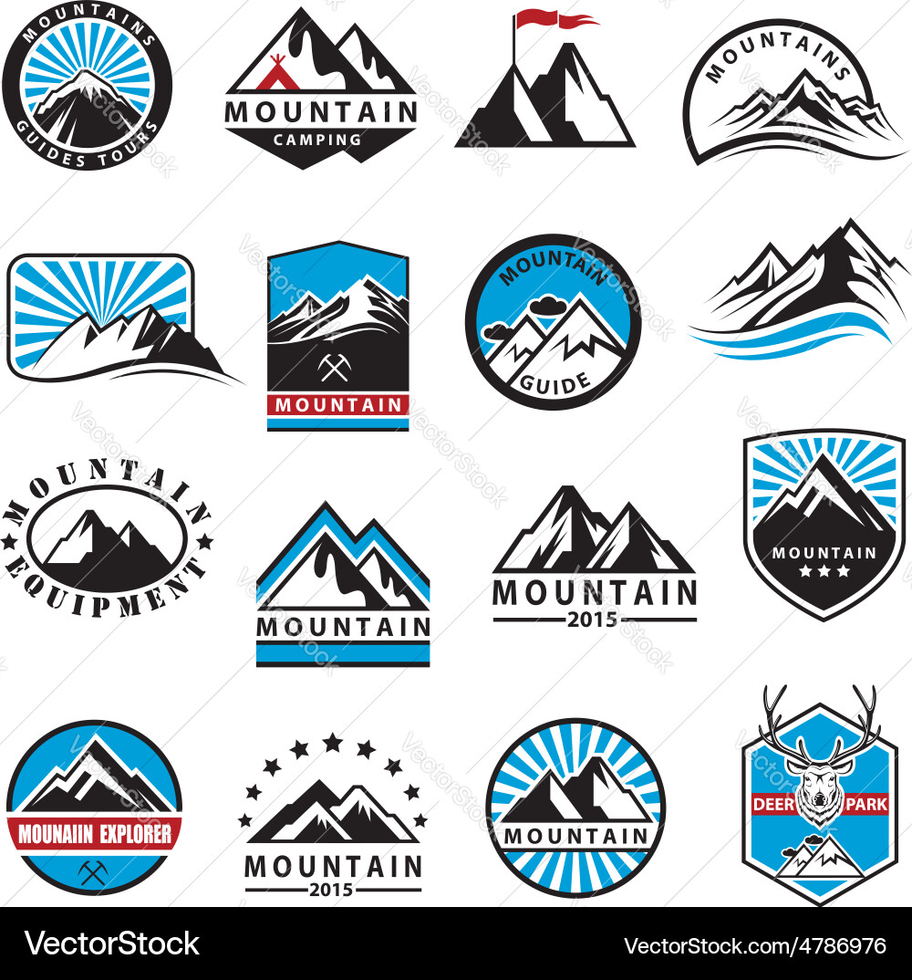 Mountain Icon Set Royalty Free Vector Image - VectorStock