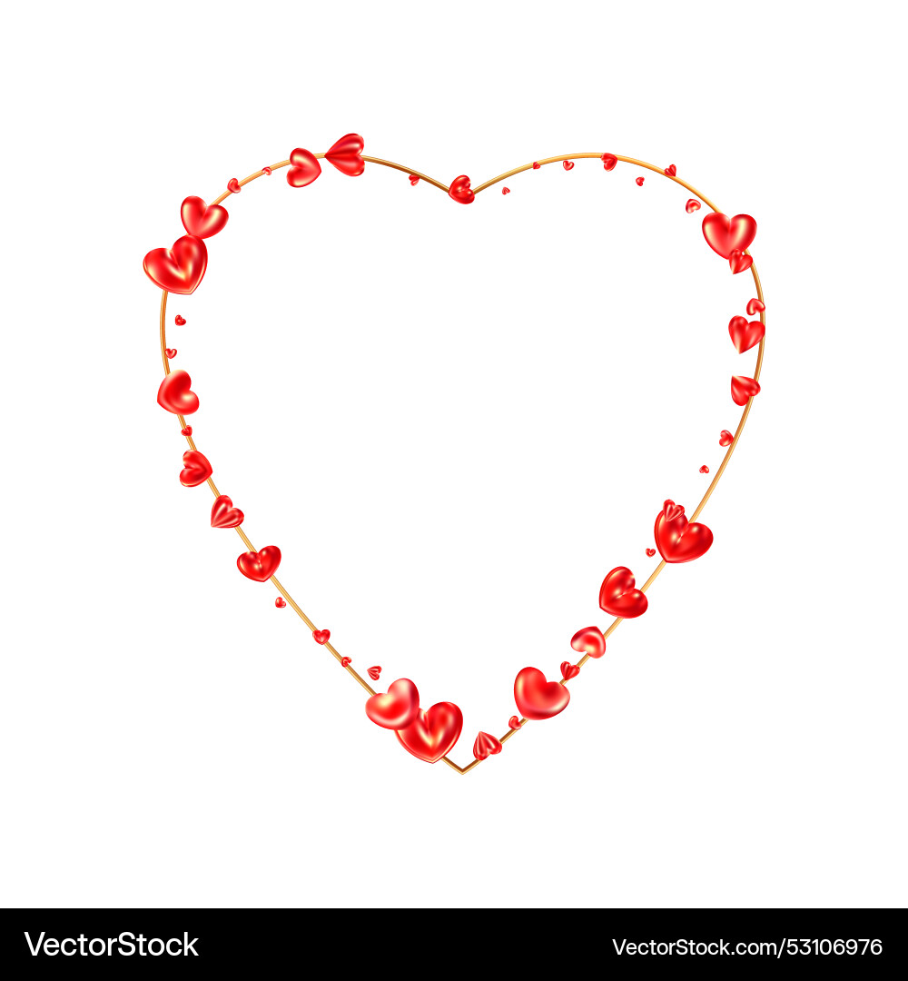 Red glossy realistic heart frame isolated Vector Image