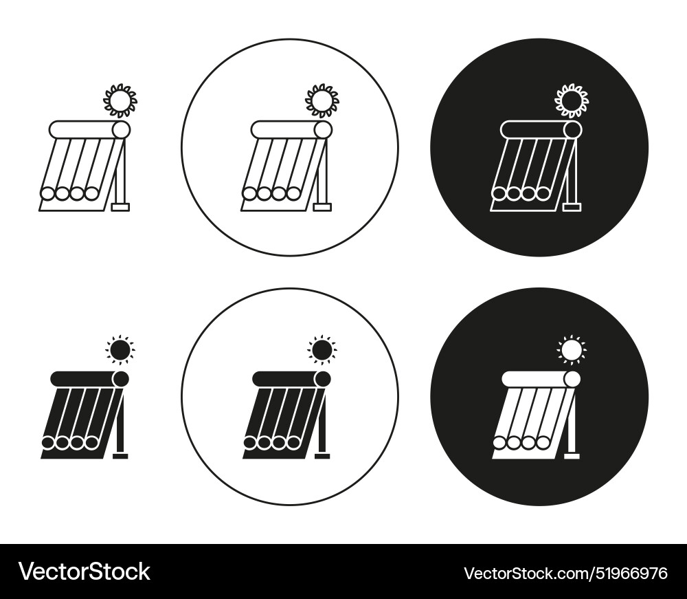 Solar water heater outline icon drawing set Vector Image