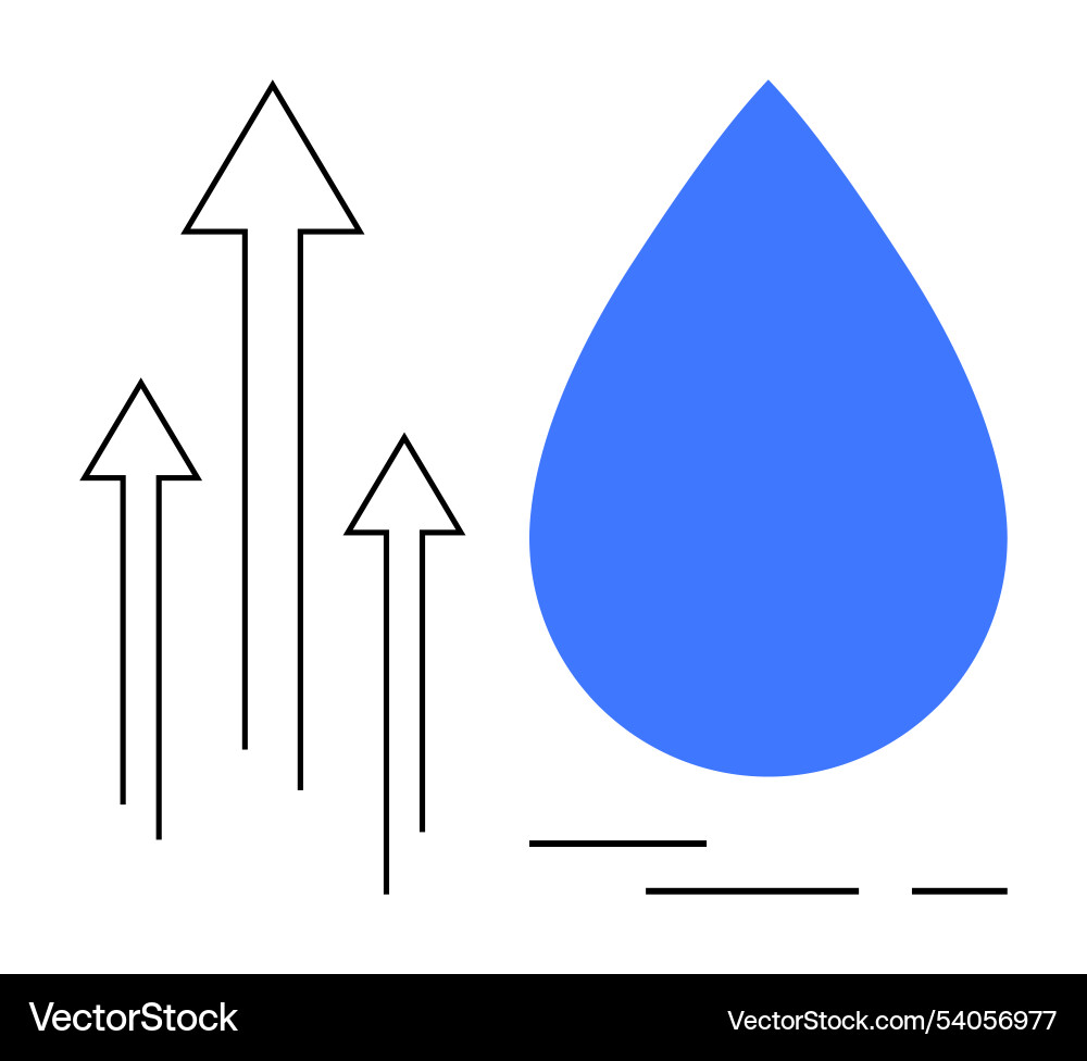 Blue water droplet with upward arrows representing