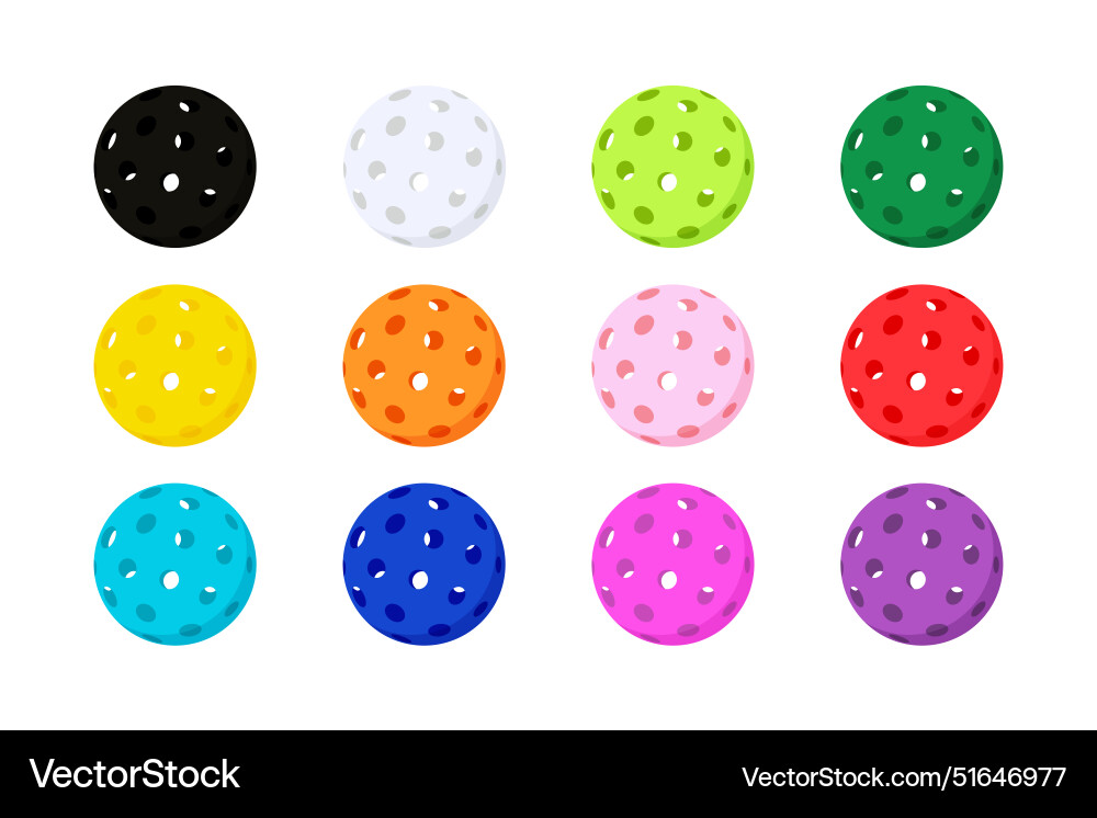 Color pickleball ball set isolated Royalty Free Vector Image