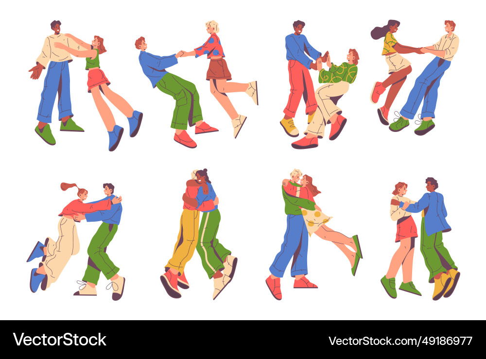 Happy people hugging and holding hands Royalty Free Vector