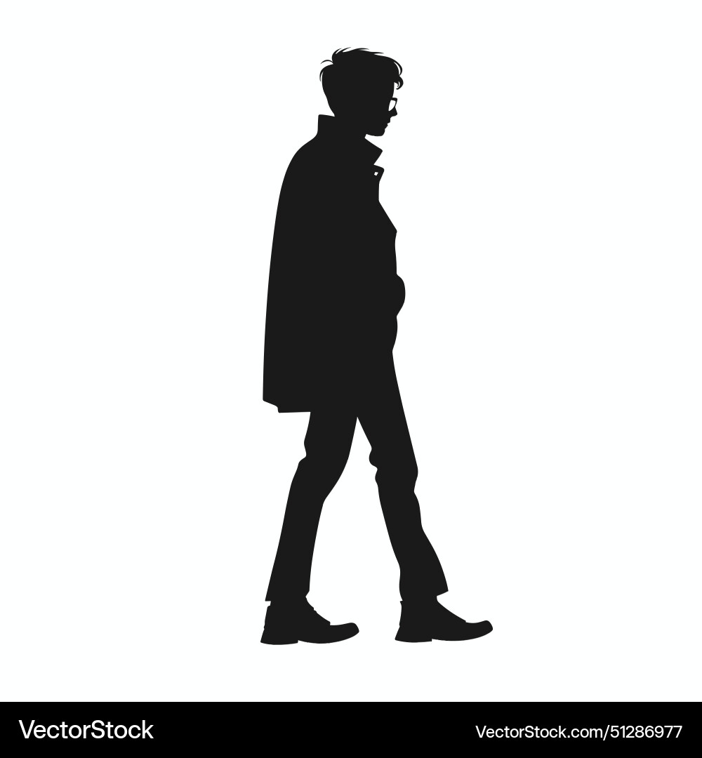 Man walking silhouette side profile Royalty Free Vector