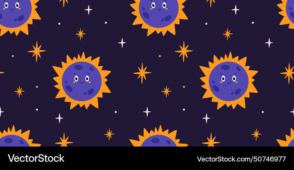 Solar eclipse seamless pattern Royalty Free Vector Image