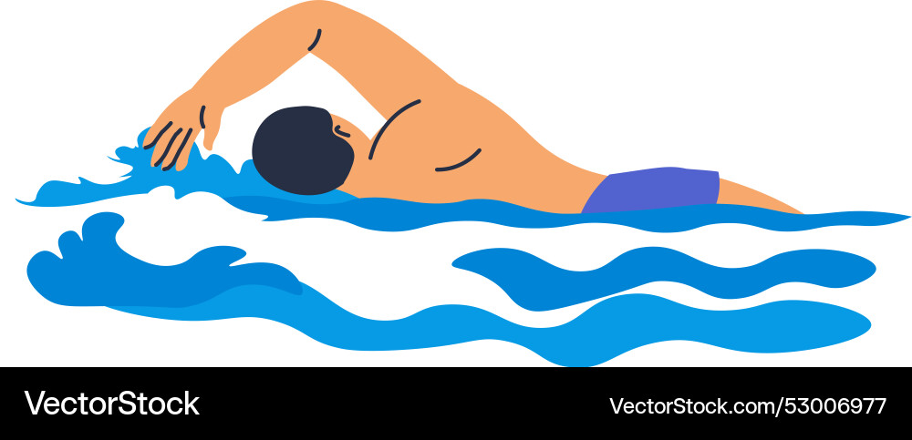 Swimmer performing freestyle in water Royalty Free Vector