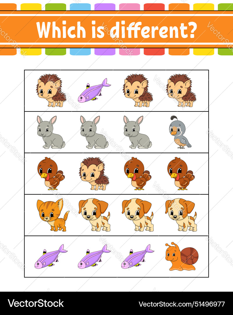 Which is different educational activity worksheet Vector Image