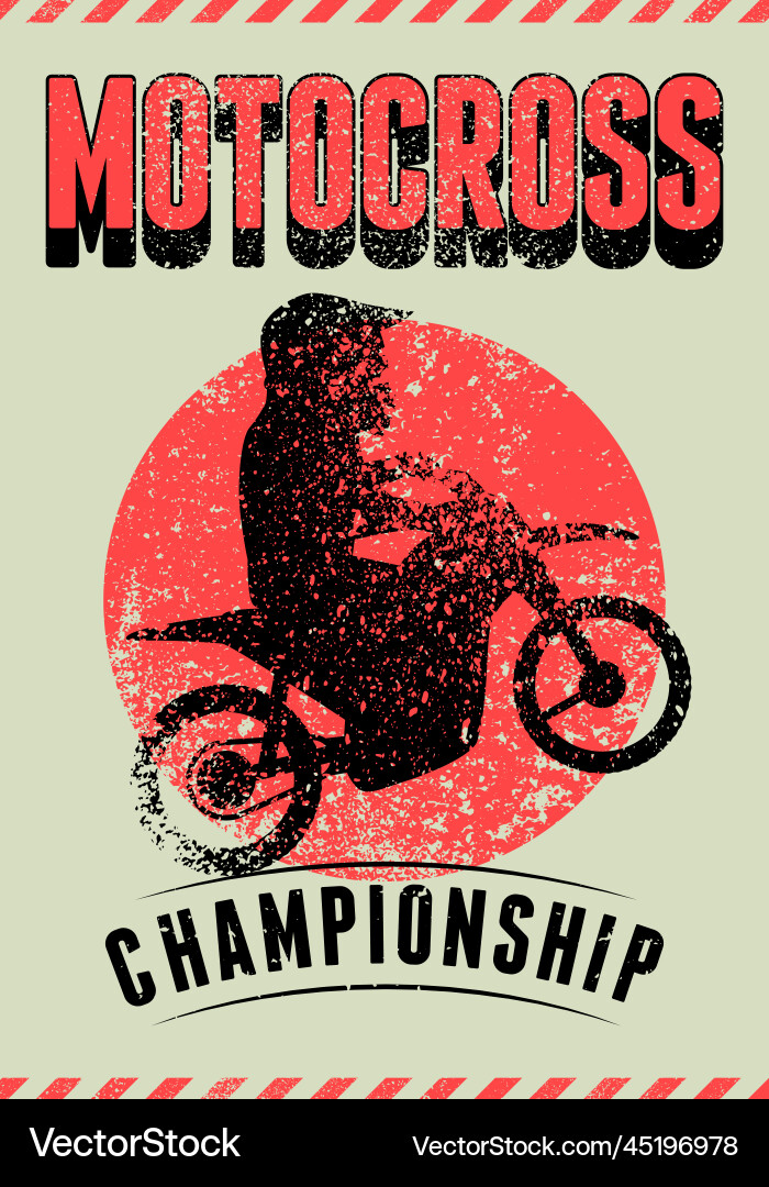 Motocross typographical vintage grunge poster Vector Image