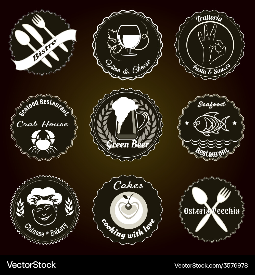 Retro restaurant menu badges Royalty Free Vector Image
