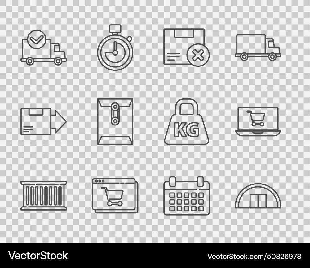 Set line container warehouse carton cardboard box Vector Image