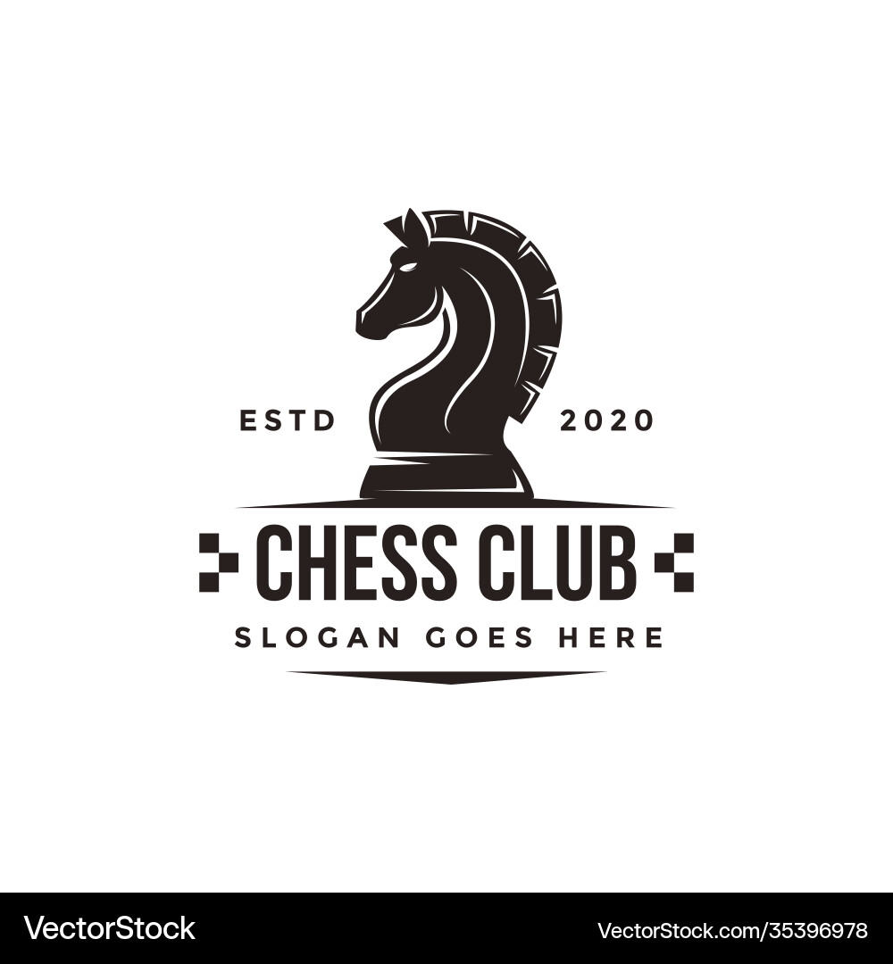 Vintage classic badge emblem chess logo Royalty Free Vector