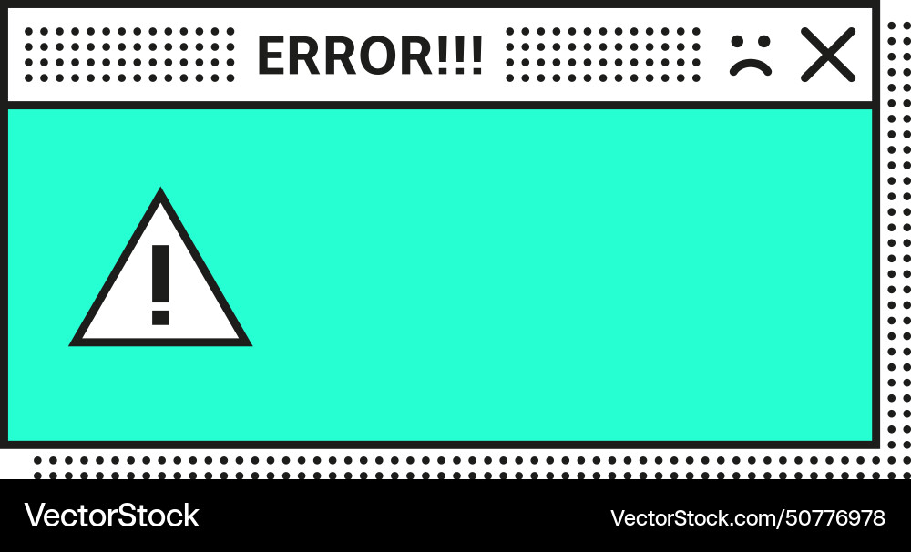 Vintage error window retro pc message template Vector Image