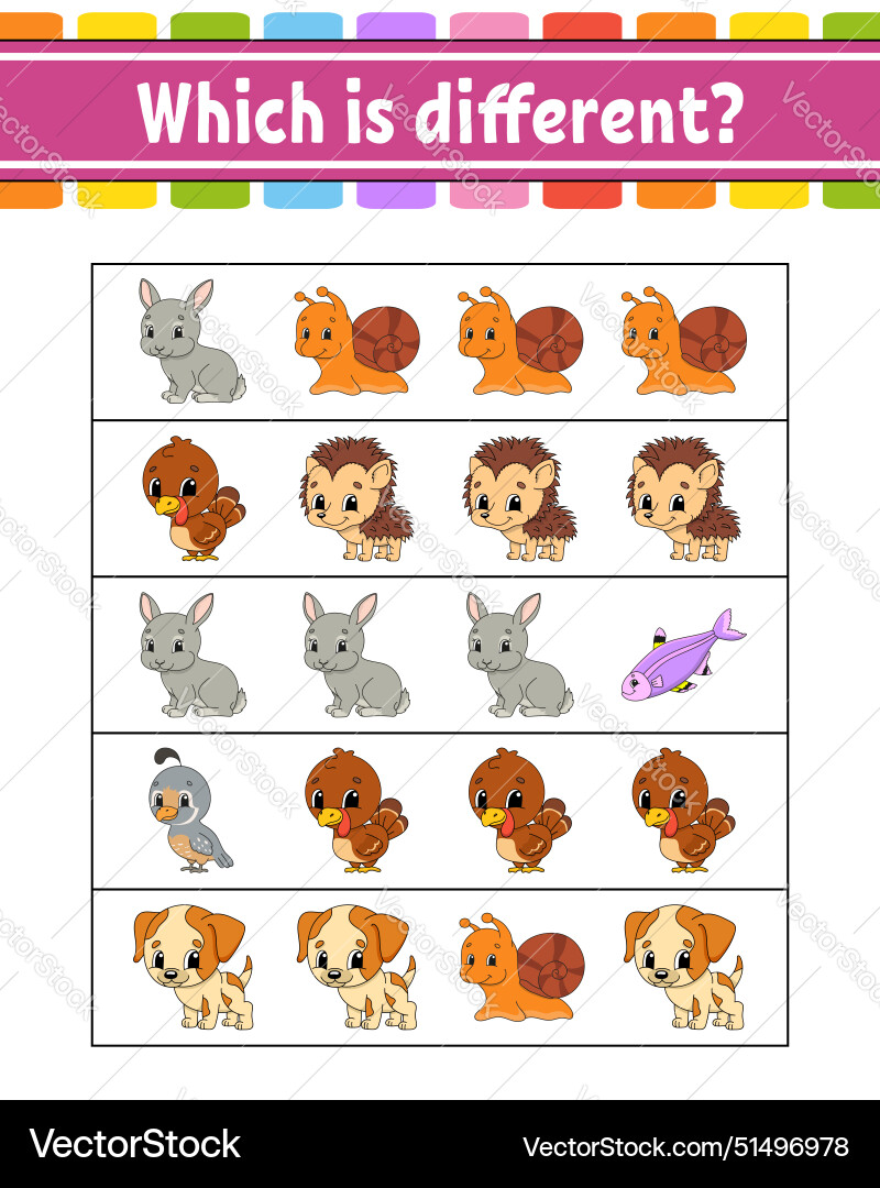 Which is different educational activity worksheet Vector Image