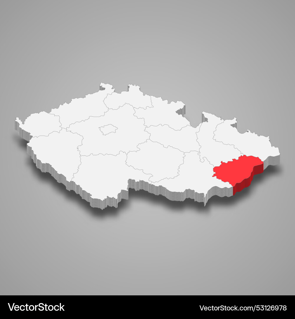Zlin region location within czech republic 3d map Vector Image