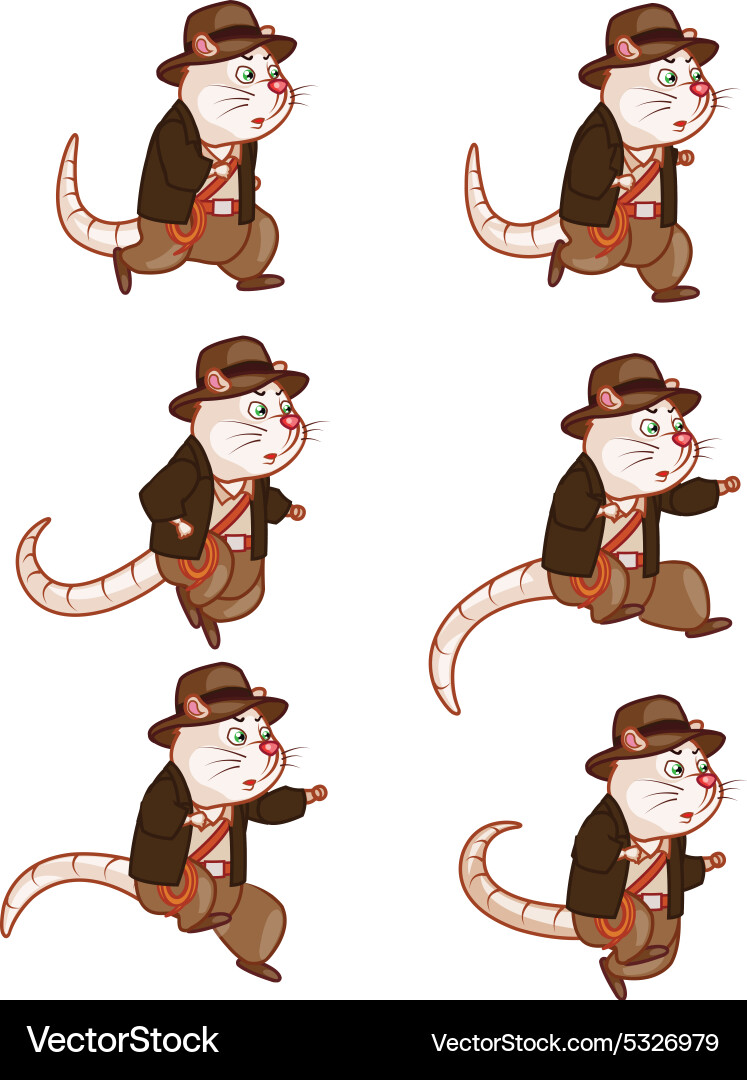 Adventurer rat jumping sprite Royalty Free Vector Image