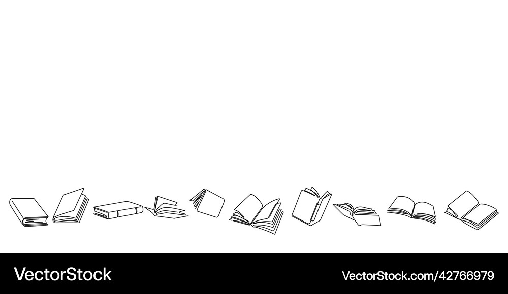 Books line art pattern Royalty Free Vector Image