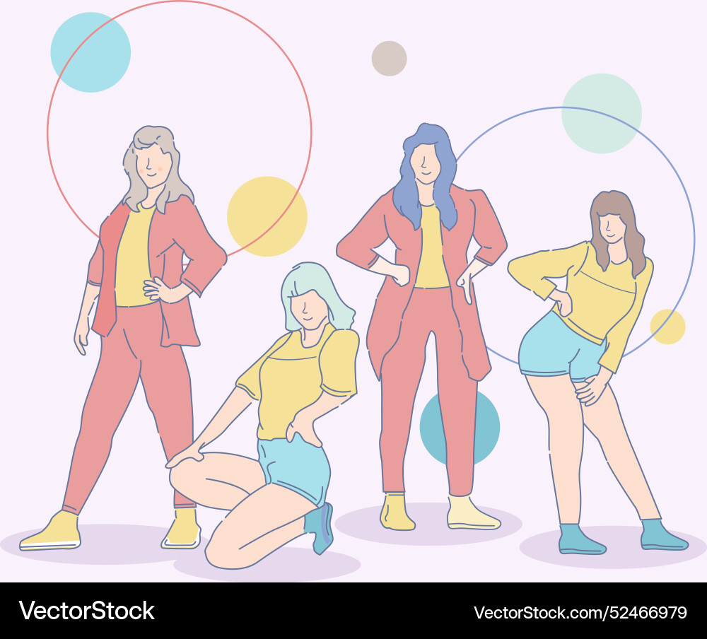 K-pop girl group Royalty Free Vector Image - VectorStock
