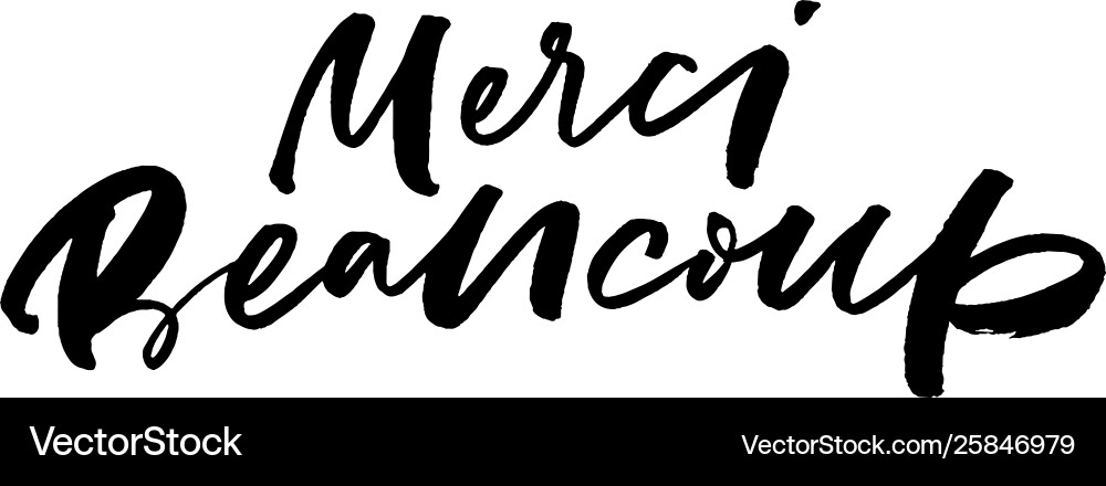 Merci beaucoup ink brush calligraphy Royalty Free Vector