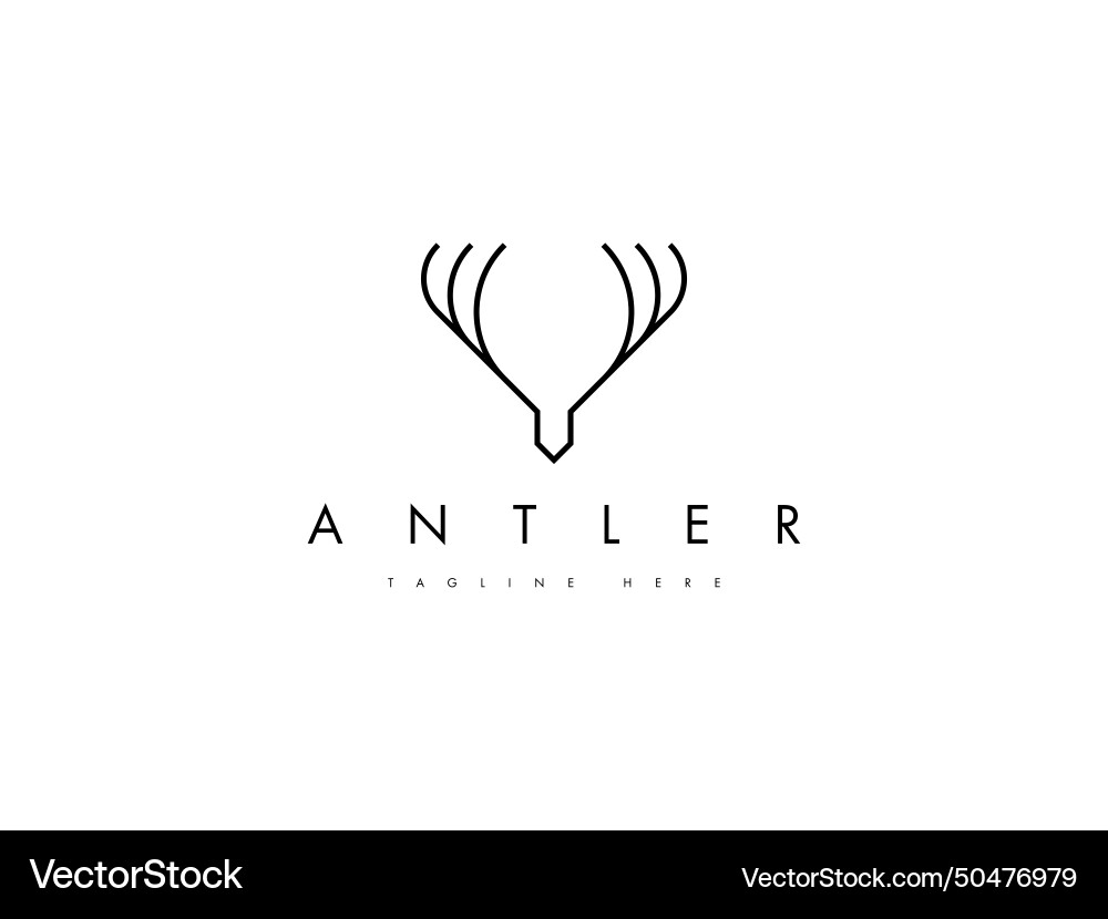 Minimal deer line logo design Royalty Free Vector Image