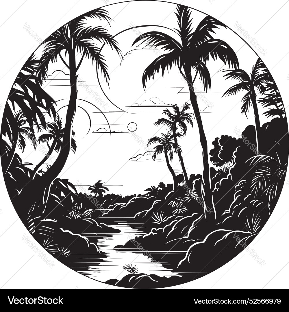 Obsidian oasis darkened jungle logo Royalty Free Vector