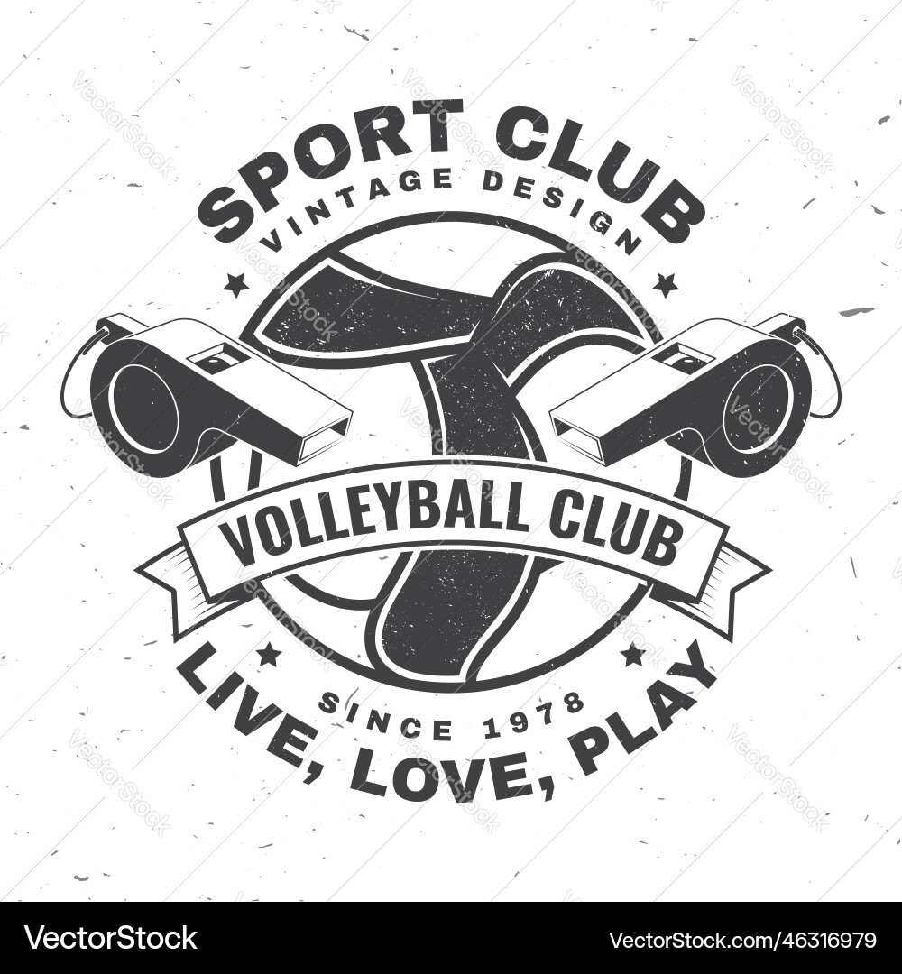 Volleyball club badge design Royalty Free Vector Image