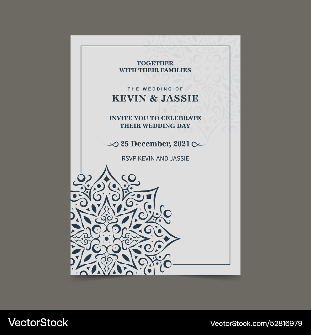 Wedding invitation mandala design background Vector Image