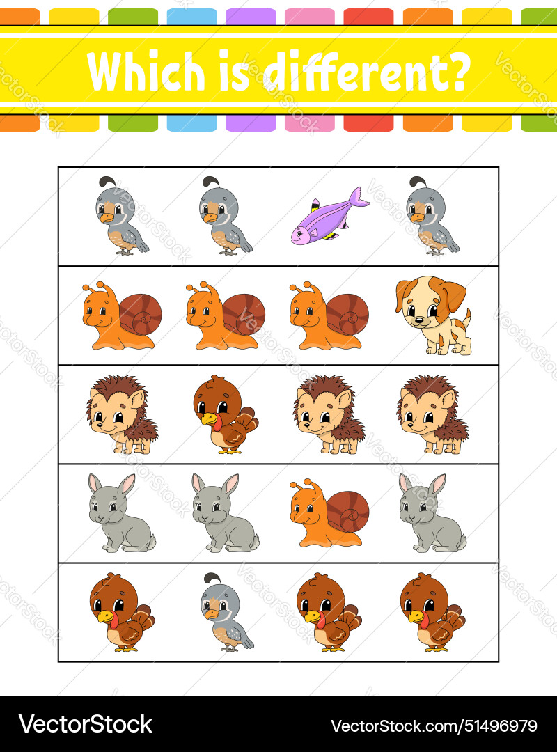 Which is different educational activity worksheet Vector Image