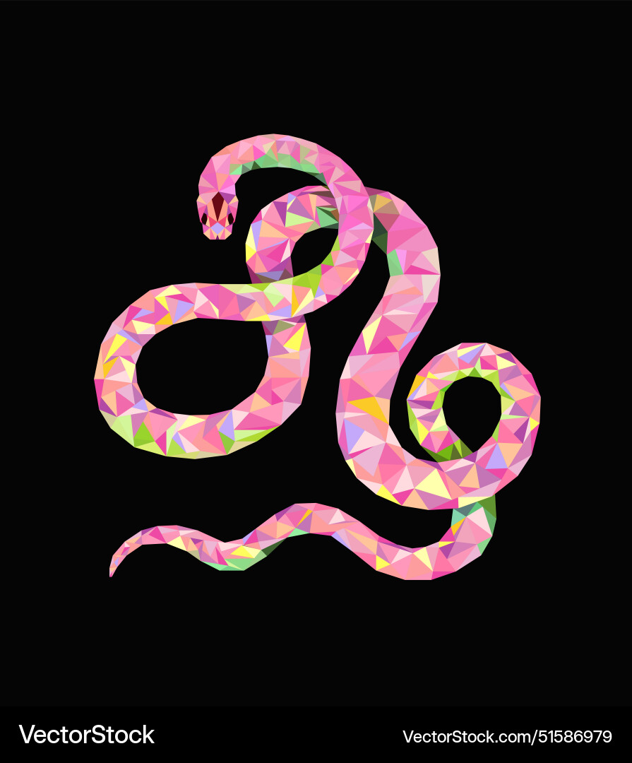 With pink snake in poly art Royalty Free Vector Image
