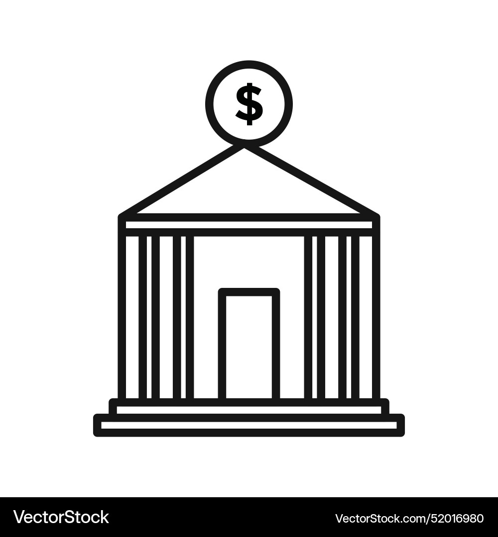 Bank Icon Black Line Art Royalty Free Vector Image