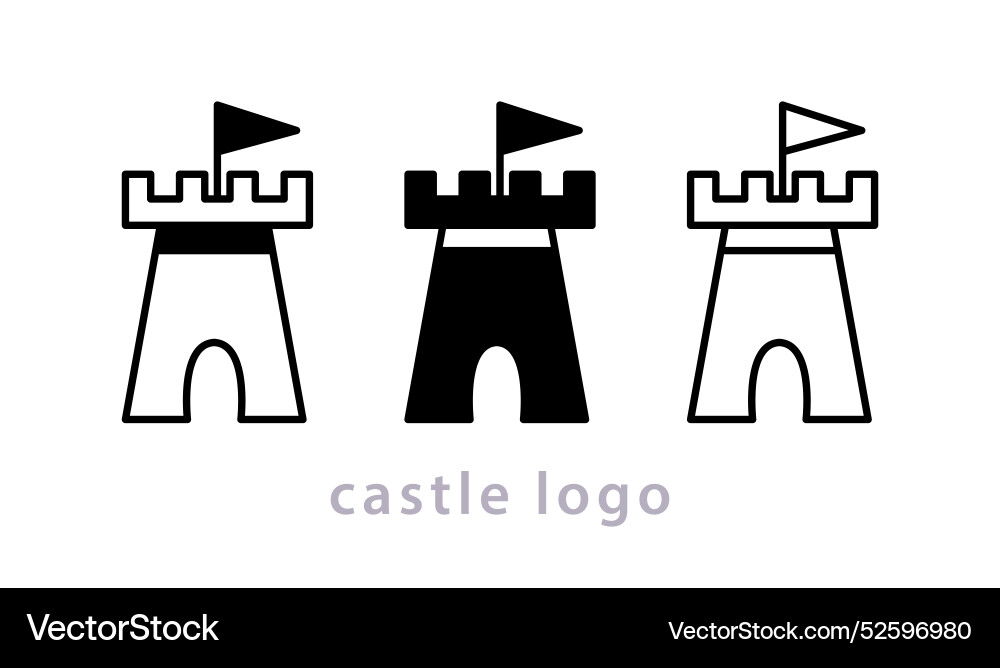 Castle fortress logo tower icon emblem set Vector Image