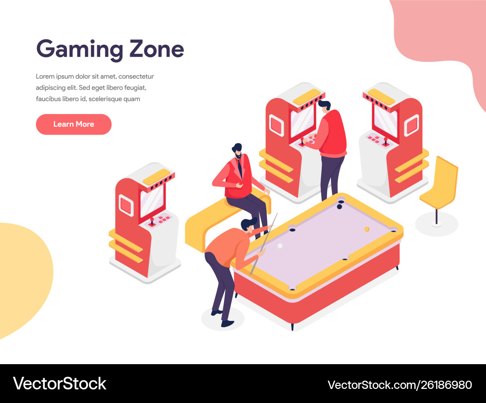 Gaming zone concept isometric design Royalty Free Vector