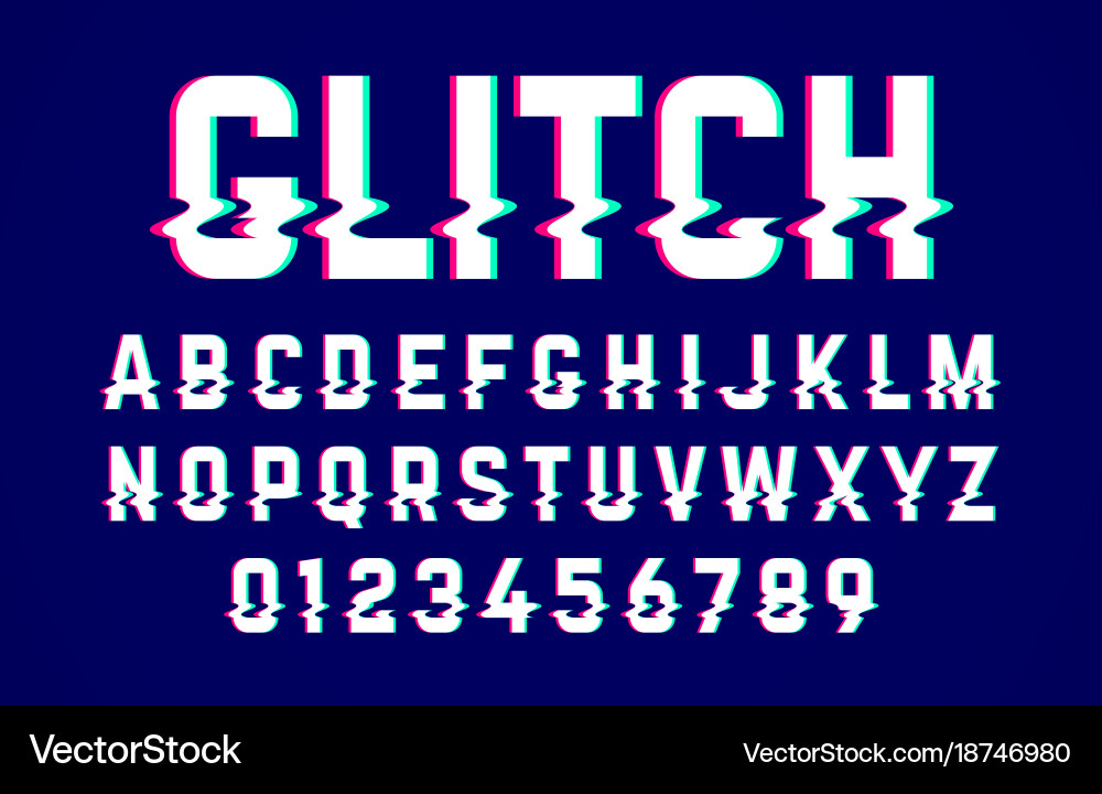 Glitch font Royalty Free Vector Image - VectorStock