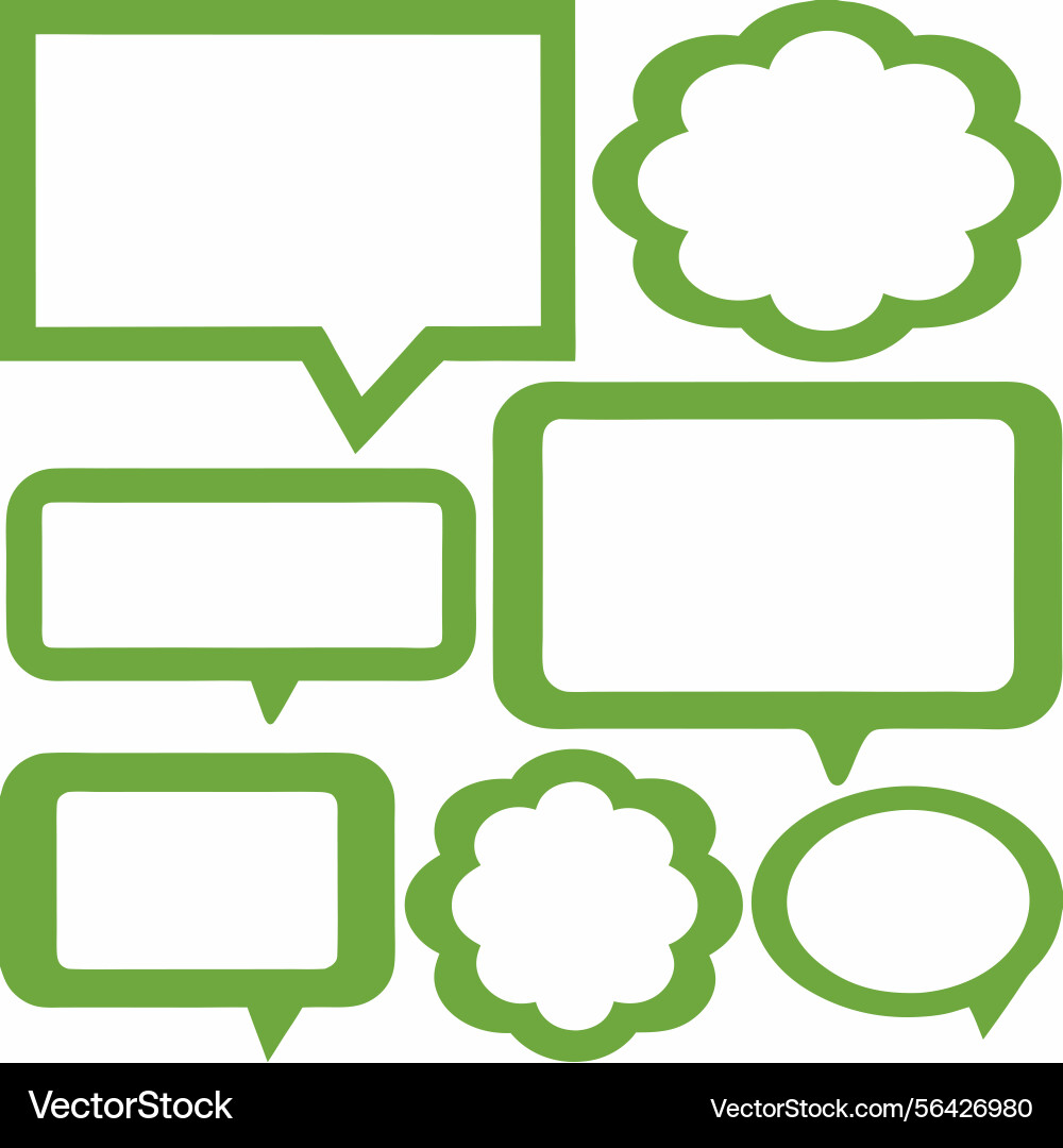 Green speech bubbles and chat boxes set Royalty Free Vector