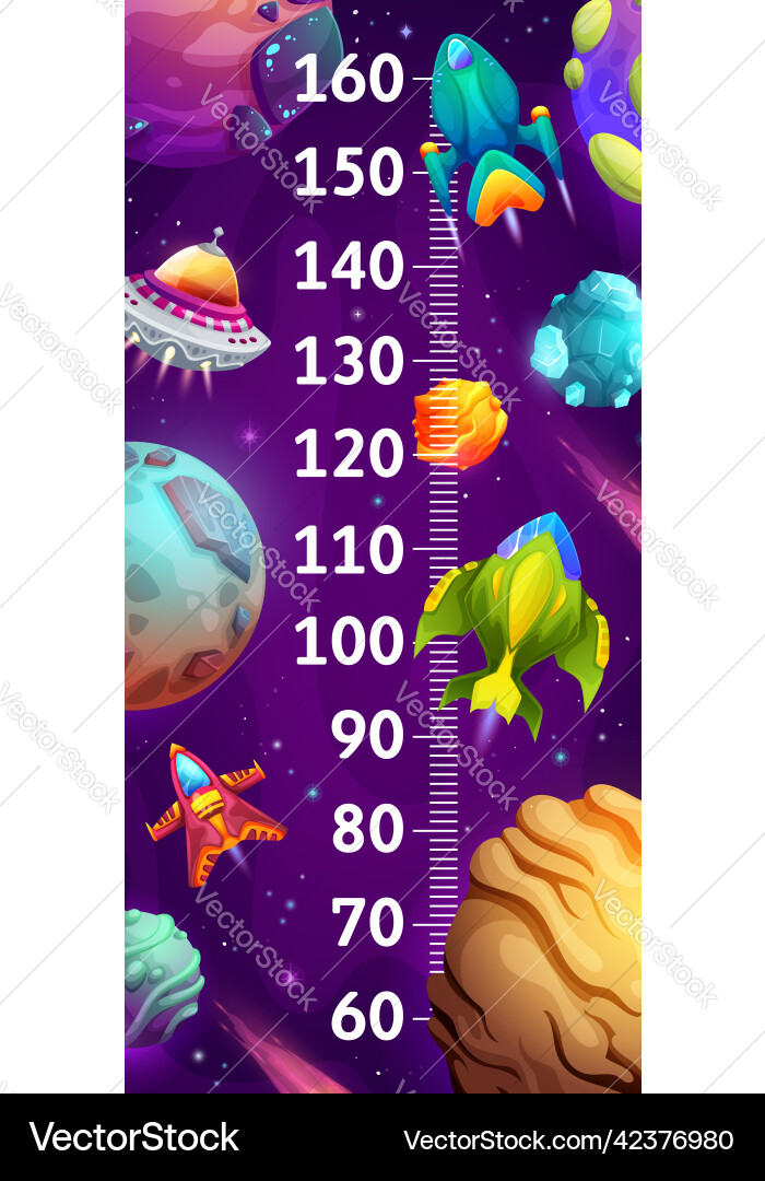 Kids height chart spacecraft and starship in space